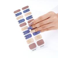China Custom Logo Glitter Wholesale Nail Art Self Adhesive Semi Cured Gel Nail Polish Wraps Sticker Nail Strips for sale
