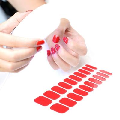 China Free Sample Colorful Solid Design Nail Strips for Semi Cured Gel UV Nail Polish Wraps for sale