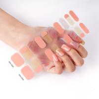 China Real Nail Polish Sticker Pink Flower Gel Nail Wraps with Eco-friendly Plastic Material for sale