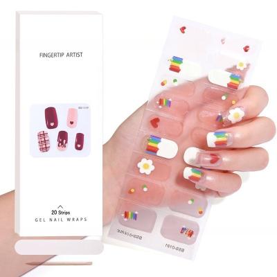 China Custom-made 3D Semi Cured Gel Nail Sticker Popular Custom-made Korea Style Design for sale