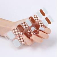 China Solid Color Custom Logo 3D Permanent Uv Semi Cured Gel Nail Polish Sticker Wraps Strips for sale
