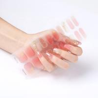 China Hot Popular Fast Shipping Diamond Gel Nail Wraps Semi Cured Gel Nail Stickers For Women Nail Strips Manufacturer China for sale