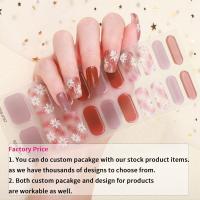 China Cheap Wholesale Full Custom Packaging Boxes Nail Wrap Solid Color Nail Sticker Variety Cute Led Lamp Nail Polish Strips Floral for sale