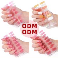 China Factory Supply nail designs Semi Cured Gel Nail Strips 3D Eco-friendly Glittering Nail Tip Sticker for sale