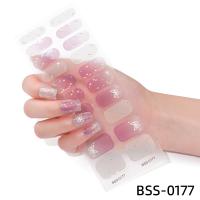 China Factory Supply nail designs Semi Cured Gel Nail Strips 3D Eco-friendly Glittering Nail Tip Sticker for sale