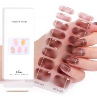 China Exclusive design bronzing line flower bow snowflake light transparent Uv Polish Gel Strips Semi Cured Nail Wraps Sticker for sale