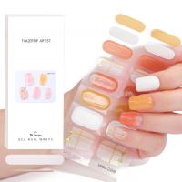 China Exclusive design bronzing line flower bow snowflake light transparent Uv Polish Gel Strips Semi Cured Nail Wraps Sticker for sale