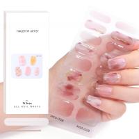 China Exclusive design bronzing line flower bow snowflake light transparent Uv Polish Gel Strips Semi Cured Nail Wraps Sticker for sale