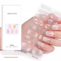 China Exclusive design bronzing line flower bow snowflake light transparent Uv Polish Gel Strips Semi Cured Nail Wraps Sticker for sale