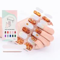China High gloss Irregular bronzing lines Marble leopard print semi curing gel nail sticker used with UV lamp for sale