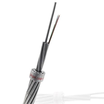 China OPGW Aerial Overhead Power Ground Wire G652D G655 G655C Stranded 12 24 36 48 Core for sale