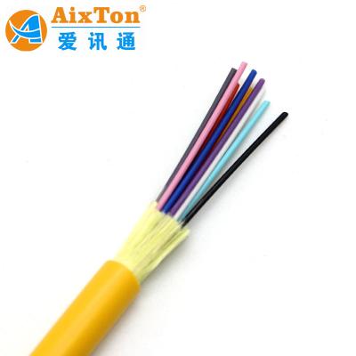 China Single/Multimode OS1 OM3 OM4 OM5 Om2 1KM 2KM Ftth Indoor Fiber Optic Cable 1 2 4 8 12 24 Cores Clamp for sale