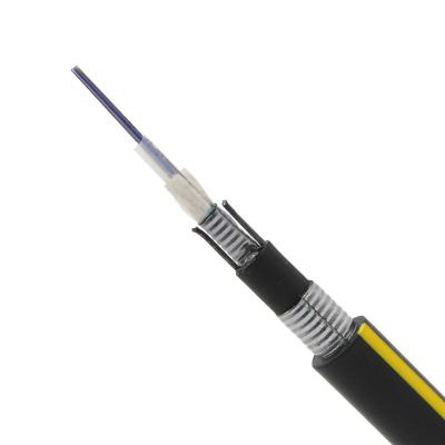 China 24 Core Single Mode Fiber Optic Cable GYXTW53 Double Sheath PE Black Buried Cable for sale