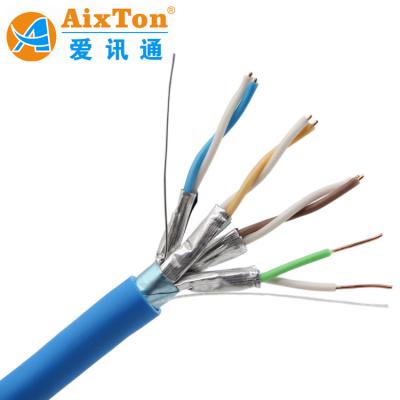 China 4pairs 500Mhz FFTP Cat6a Bare Copper 1000ft Shield Lan Ethernet Cable 10G Speed Sftp Cat6a Cable for sale
