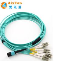 China MPO-MPO/APC OM3 12/24 Fiber Optic Patch Cord Female/Male LZSH/OFNR Cable for sale