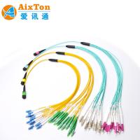 China Single Mode 8 12 24 Core OM3 Fiber Optic MPO Cable at for MPO MTP Fiber Optic Bridge with 10G Ethernet Distance 300m at 850nm for sale