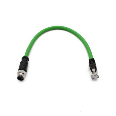China IP67 Industrial Ethernet M12 X Coded 8pin Male Straight to RJ45 Male Molded Cable Ethernet Communication Network Cable for sale