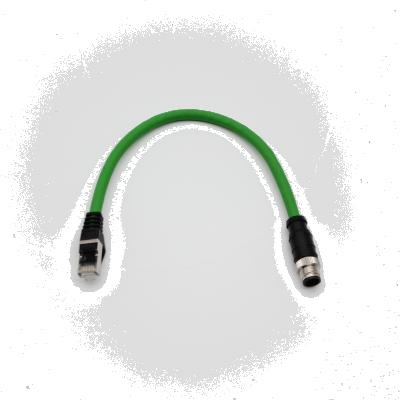 China M12 4 Pin D Code to RJ45 Industrial Ethernet Cable High Flex Cat7 Shielded Field Wireable Cable for sale