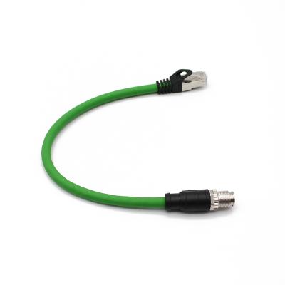 China RJ45 to M12 X Coded M12X Industrial Drag Chain 4*2*26AWG 20m PUR Cat5e CAT6 for sale