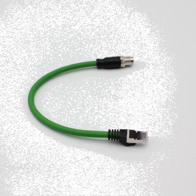 China 3-50 Meter IP67 M12 X-Code Male to RJ45 Industrial Ethernet Cable Cat5e Sf/UTP PUR Shielded for sale