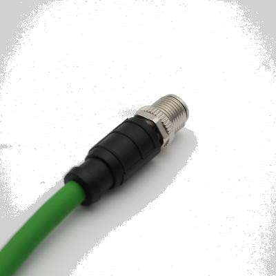 China Industrial M12 X-Code Male to RJ45 Male Ethernet Cable 20m Cat6e Sf/UTP PUR Jacket for sale