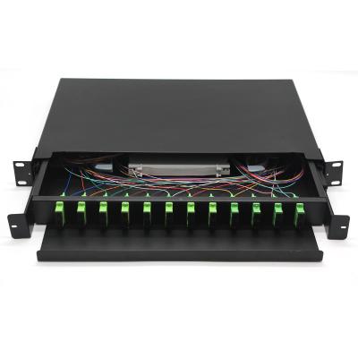 China 1U ODF Fibre Optic Cable Termination Boxes 12 Port 24 Port 48 Port for sale