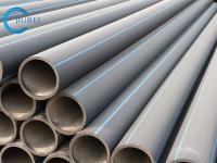 China Black With Blue Strips Dredging HDPE Pipe For Customized Thickness And Steel Flange Connection for sale