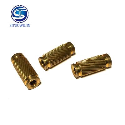 China Through Hole Brass Knurled Insert Nut with Anti Rotation and High Corrosion Resistance for Plastic Injection Molding for sale