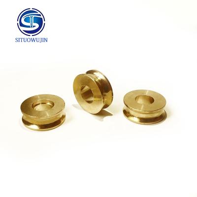 China Precision Brass Guide Pulley with Wear Resistant and Corrosion Resistant Copper Track Roller Wheel for sale
