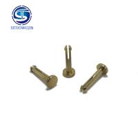 China Flat Head Brass Split Pin with Slotted Split Spring Structure, Custom CNC Machined Brass Dowel Pin for Precision Assembly for sale