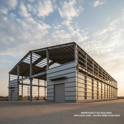 China Customizable Warehouse Steel Buildings Wind Resistant Galvanized Steel Construction for sale