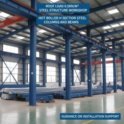 China Grade 8 Seismic Resistance Steel Structure Workshop with Hot Rolled H Section Steel and 200 km/h Wind Resistance for sale