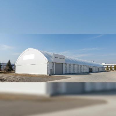 China PVC Coated Steel Structure Warehouse with Span 5m to 40m for Low Maintenance Industrial Storage for sale