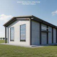 China Wind Design Load Steel Structure Building with 150mm Thickness Of Panel and Fireproof Features for sale