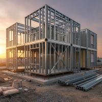 China Concrete Slab Or Pile Foundation Steel Prefabricated Building Residential Buildings With Coldformed Steel Or Hotrolled Steel Frame Material for sale