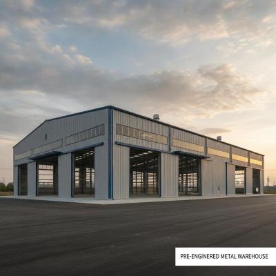 China Pre-engineered Metal Building Metal Warehouse Buildings Featuring Steel Frame Structure Engineered for Industrial Storage and Commercial Facility for sale