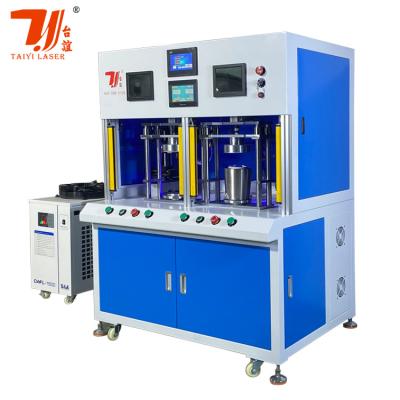 China Water Cooling Double Station Stainless Steel Kettle Bottom Kettle Spout Fiber Laser Welding Machine with Raytools WSX Head for sale