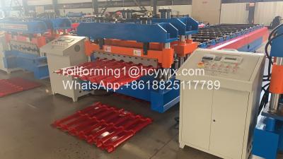 China Aluminium Roofing 1200mm Glazed Tile Roll Forming Machine Hydraulic Cuting for sale