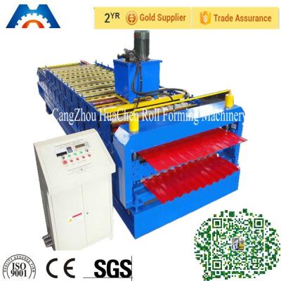 China Colored Metal Wall Profile Double Layer Steel Roofing Roll Forming Machine PLC Control for sale