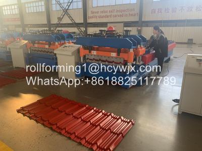 China Aluminum Roof 0.6mm Glazed Tile Roll Forming Machine For Building Material for sale