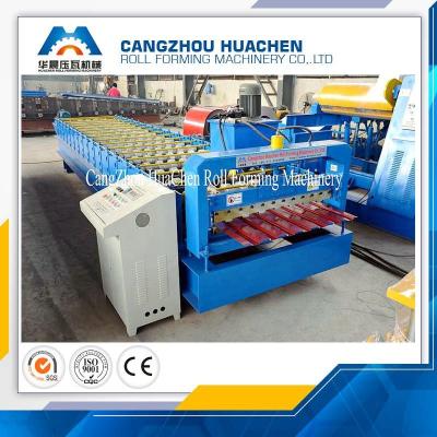 China Trapezoid Wall Roof Panel Roll Forming Machine With Manual Decoiler PLC Control for sale