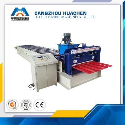 China Colored Steel Trapezoidal Roofing Sheet Roll Forming Machine PPGi GI Material for sale