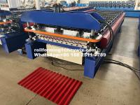 China Chain Transmission Corrugated Sheet Rolling Machine With Omron Encoder And Hydraulic Cutting for sale
