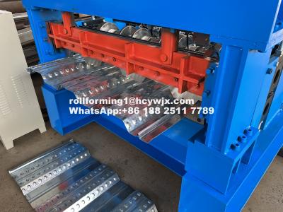China 1220mm Ribbed Floor Deck Roll Forming Machine Welded Frame With Hydraulic Cutting PLC Control for sale