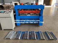 China 1220mm Ribbed Floor Deck Roll Forming Machine Welded Frame With Hydraulic Cutting PLC Control for sale