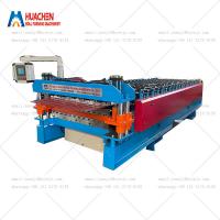 China Metal Double Layer HC6/22  Trapezoid Roof Tile Making Roll Forming Machine Upper Level Mini Peak for sale