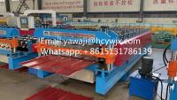 China Metal Double Layer HC6/22  Trapezoid Roof Tile Making Roll Forming Machine Upper Level Mini Peak for sale