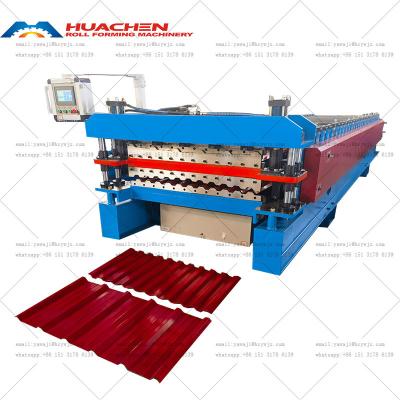 China Efficient Double Layer Roll Forming Machine Trapezoidal Roofing Metal Tile Making for sale