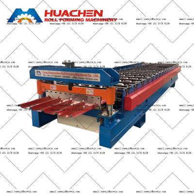 China 1220mm Material Width Iron Sheet Step Tile Roof Roll Forming Machinery With Chain Drive for sale