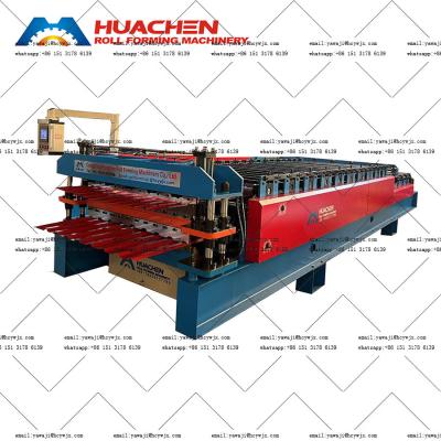 China 0.3-0.6mm Material Thickness Double Deck Roll Forming Machine with 45 Steel Quenching and Plating for sale
